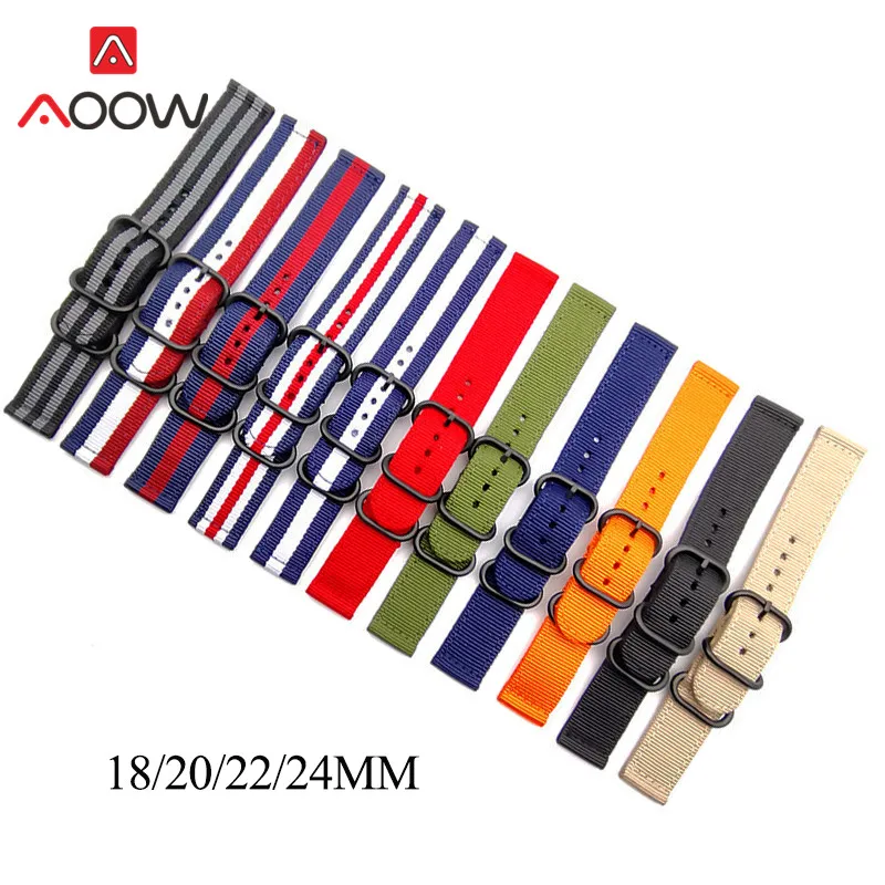 Zulu-Nylon-Watchband-Strap-Black-Ring-Buckle-18mm-20mm-22mm-24mm ...