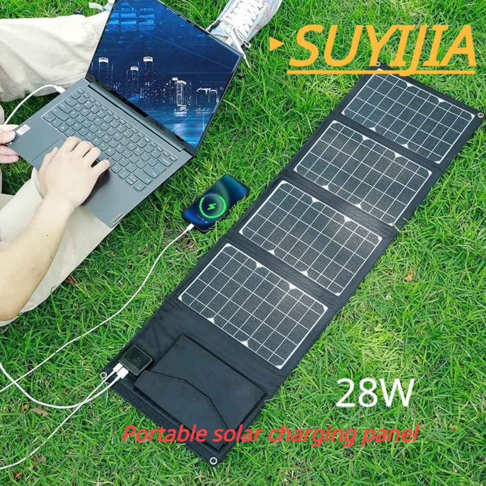 100-Real-28W-Solar-Panel-Waterproof-USB-Battery-Outdoor-Charger ...