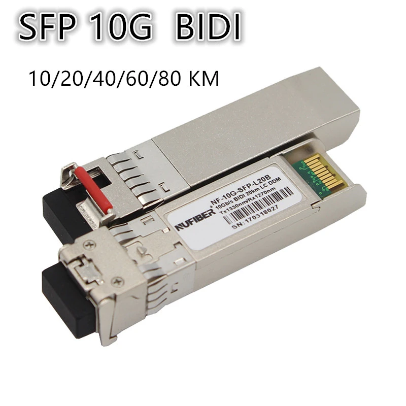 Módulo de fibra óptica 10G BIDI SM LC WDM SFP +, módulo 1270/1330nm, modo único, 10 80KM ...