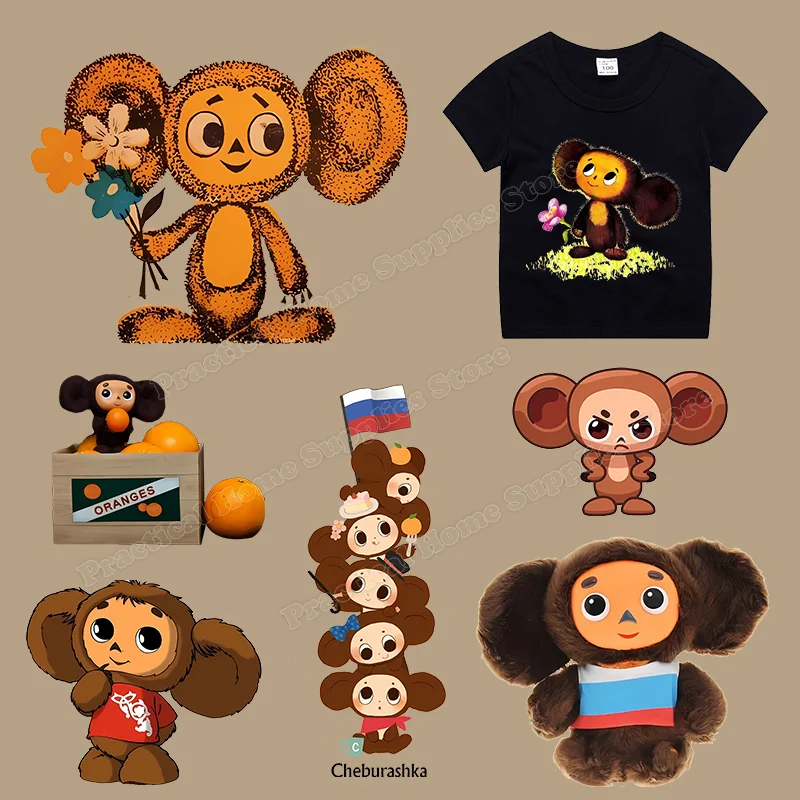 Cartoon-Cheburashkas-Heat-Transfer-Stickers-Iron-On-Patch-Kawaii ...