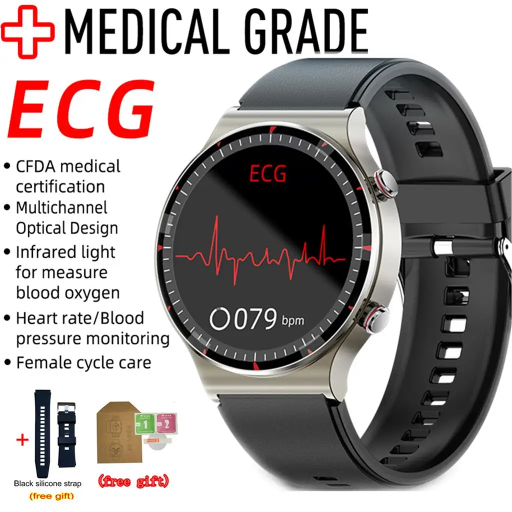 G08 Medical Grade Health Monitoring PPG + ECG Men Women Smart Watch ...