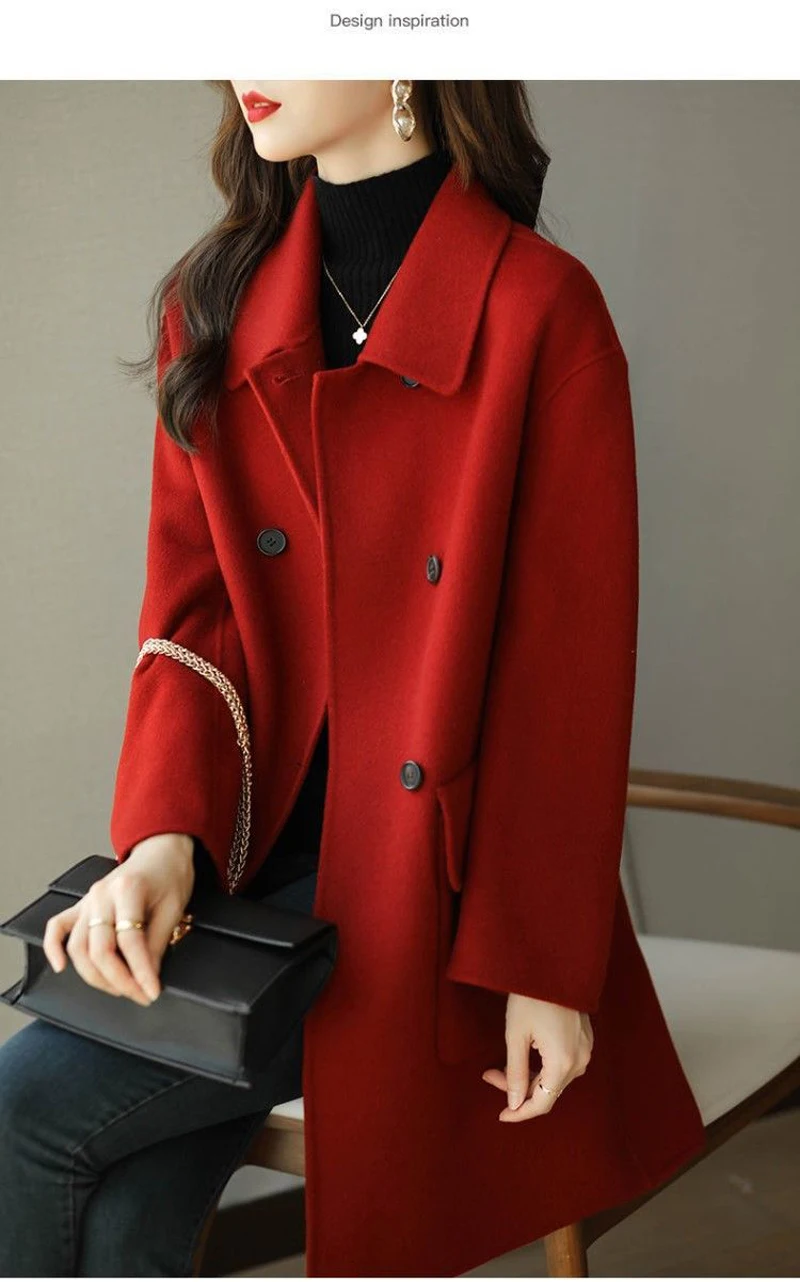 MANTEAU - CABAN - PARDESSUS Mexzt Fashion long warm Wool coat Women's ...