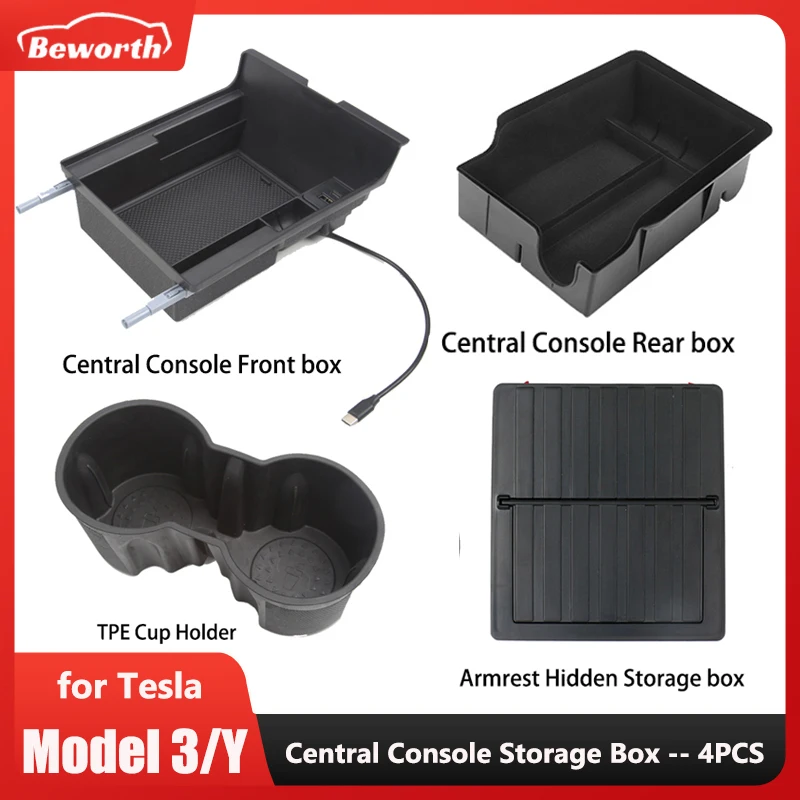 Central Console Storage Box For Tesla Model 3 Y 2022 Hidden Pd Usb ...
