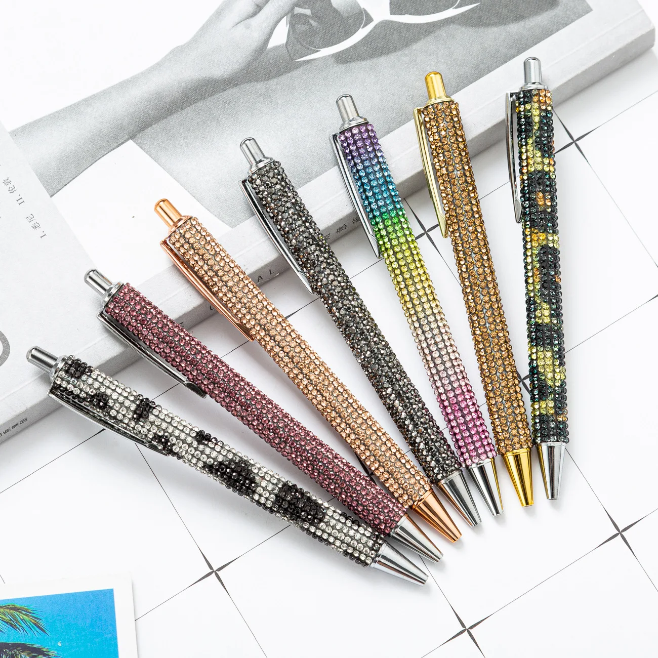25 Pcs Wholesale Press Metal Ballpoint Pens Diamond Multi-color Gift ...