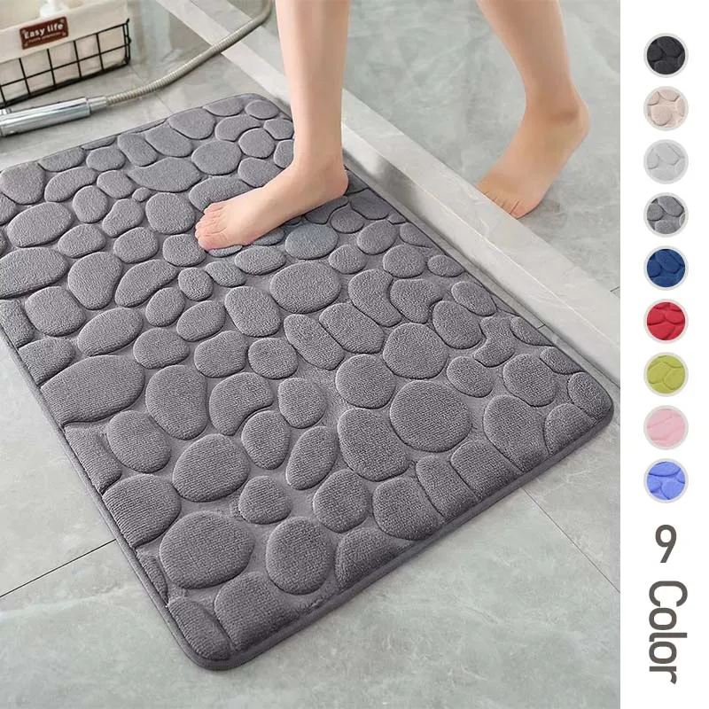 3-Size-Bathroom-Bath-Mat-3D-Cobblestone-Foot-Mat-Non-Slip-Mat-Floor-Rug ...