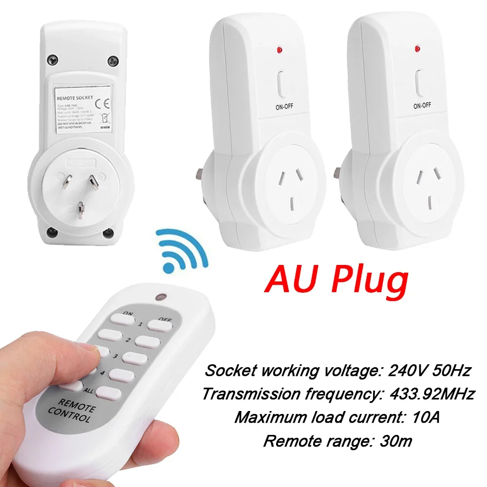 433-92MHz-Remote-Control-240V-50Hz-10A-Wireless-Remote-Control-Socket ...