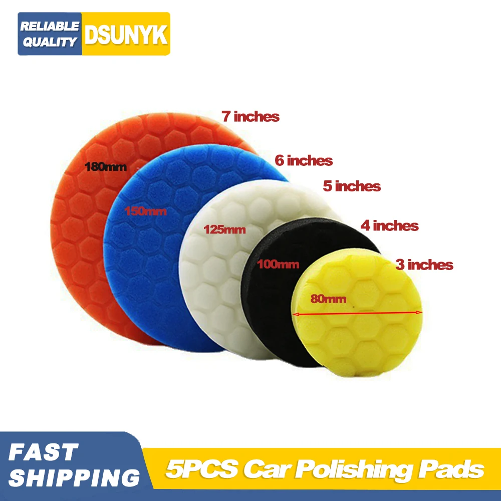 5Pcs Set Car Waxing Buffing Pad Polishing Disc 3/4/5/6 Inch Auto Care ...