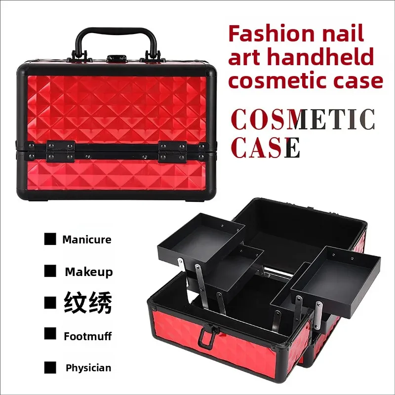 Two-Layer Professional Makeup Box Embroidery Box Beauty Box Aluminum ...