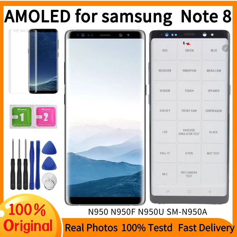 100% Original N950F LCD para Samsung Galaxy Note 8 Pantalla SIN marco ...
