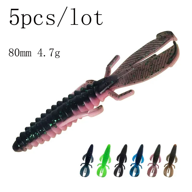 5pcs Hot Jigging Silicone Bait Rage Bug Craw 80mm Wobblers for Pike ...