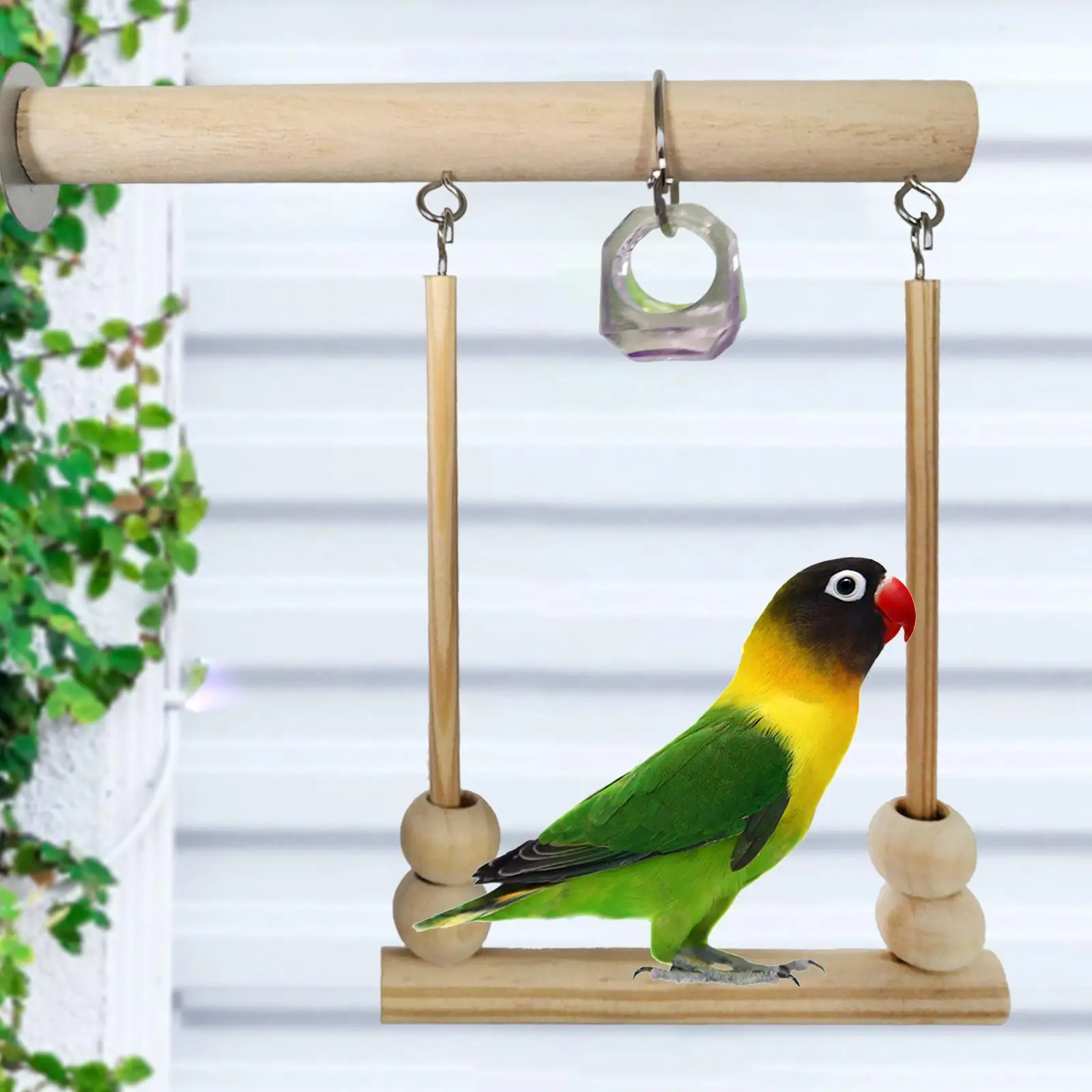 Parrot-Wooden-Stand-Swing-with-Chewing-Bead-Swinging-Toys-for-African ...