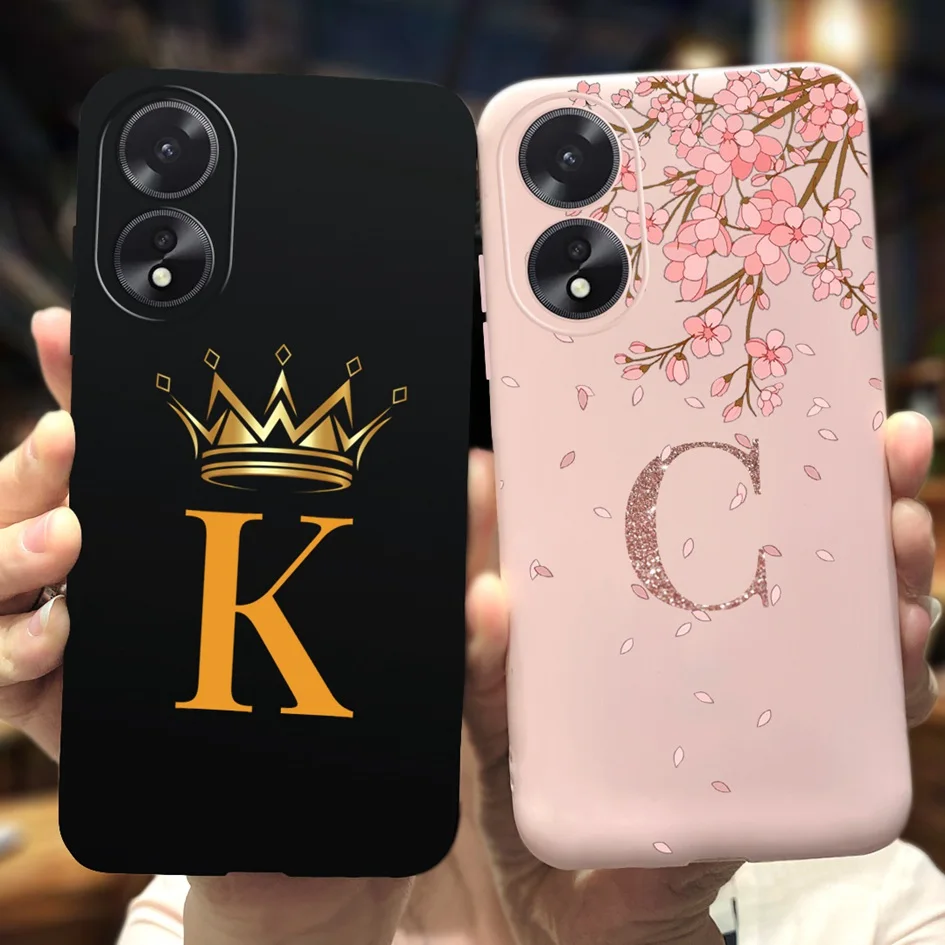 For-OPPO-A38-4G-Case-Cute-Crown-Letters-Shockproof-Silicone-Soft-Phone ...