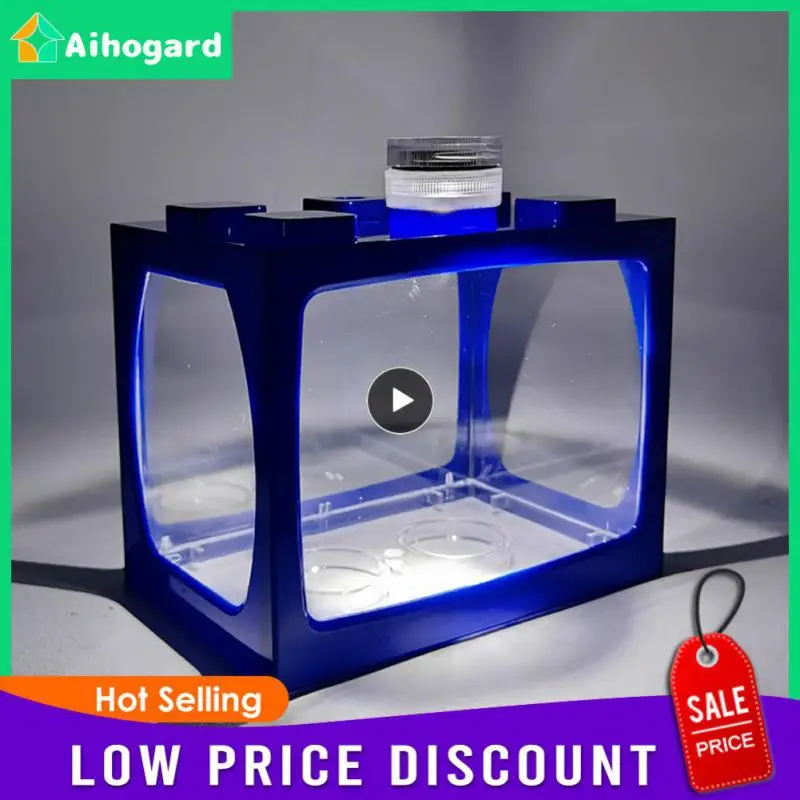 Mini-pecera-peque-a-con-luces-LED-de-siete-colores-pecera-ecol-gica ...