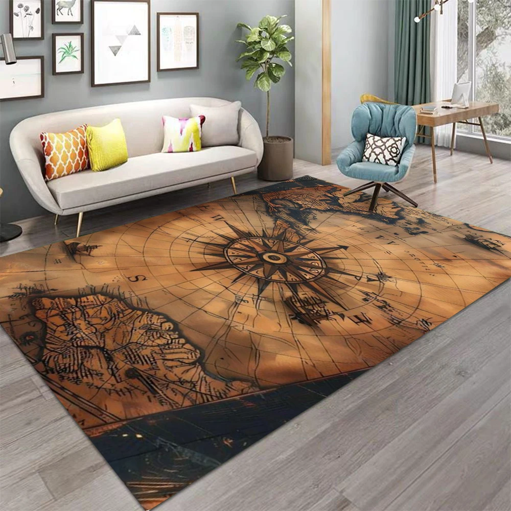 Vintage World Map Carpet Antique Design Large Area Rug Non Slip Floor ...