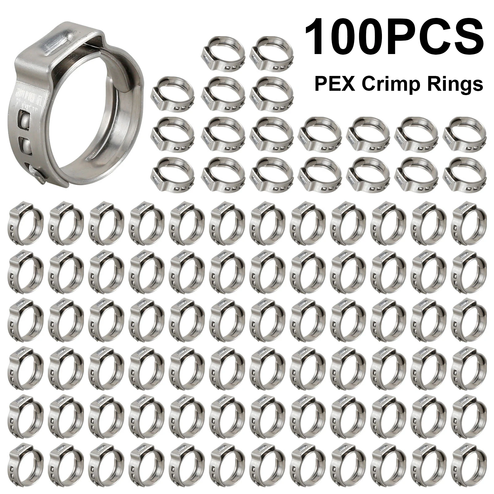 100Pcs-1-2-Inch-Single-Ear-Stepless-Hose-Clamps-304-Stainless-Steel-PEX ...
