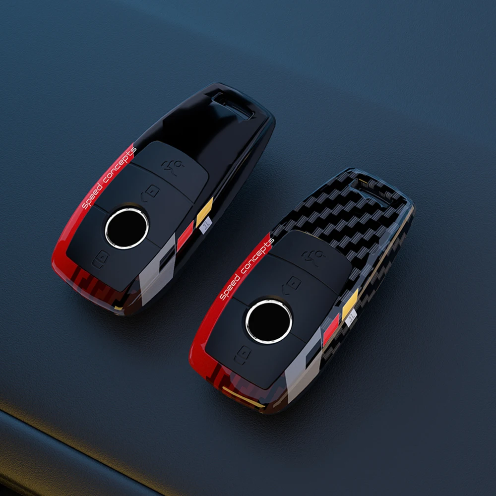 ABS Carbon Car Key Case Cover for Mercedes Benz E C S GLC Class E200 ...