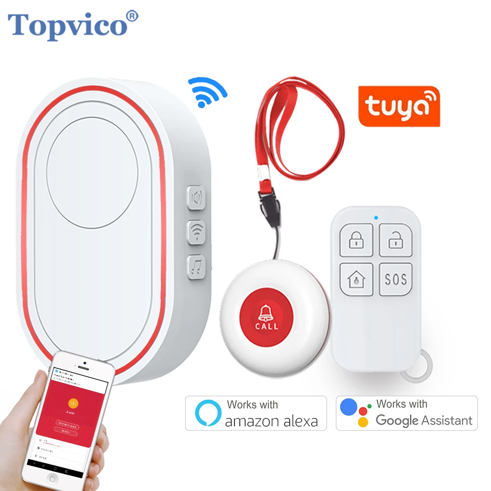 Topvico Smart Wifi Panic Button For Elderly Wifi Sos Alarm Wireless ...