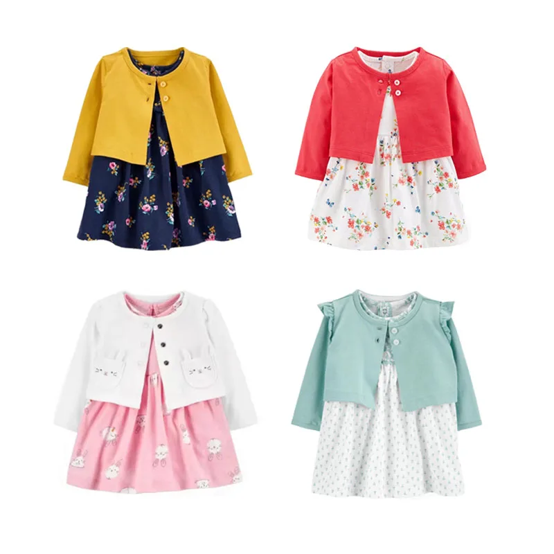 Spring-Baby-Girls-Bodysuit-Sets-Cotton-Floral-Button-Dress-Long-Sleeves ...