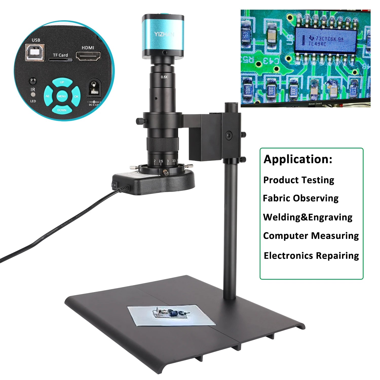 Microscopio Industrial Monocular con HDMI y USB, cámara de vídeo ...