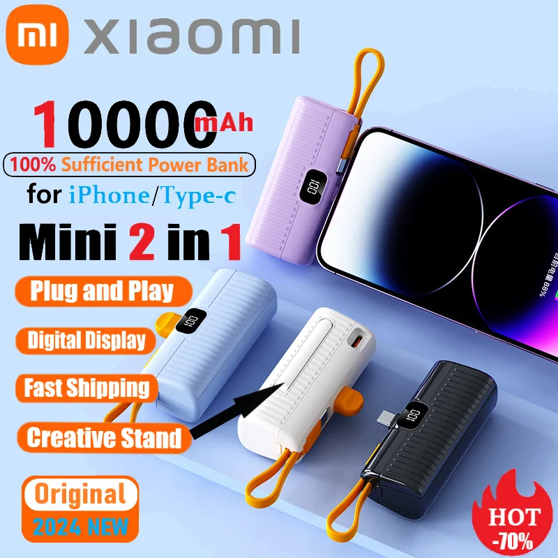 Xiaomi-10000mAh-Portable-Mini-Power-Bank-Plug-in-External-Battery-With ...