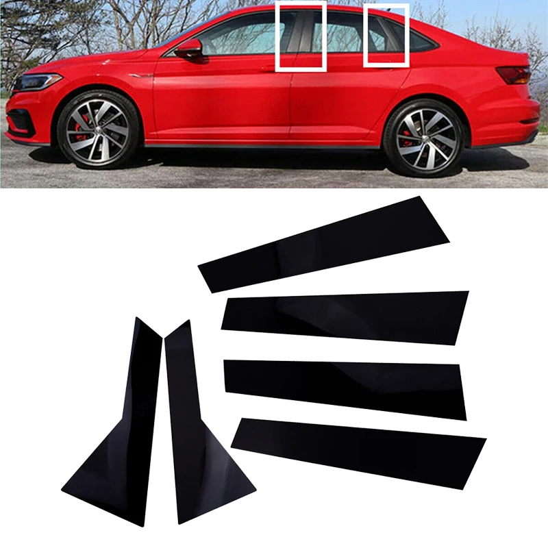 6Pcs Glossy Black Car Window Door Column Decal B C Pillar Post Cover ...