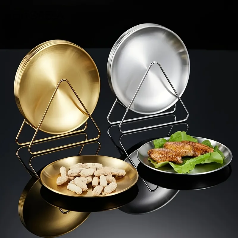 6PCS-Stainless-Steel-Dinner-Plate-Light-Round-Plate-Small-Plate-Set ...