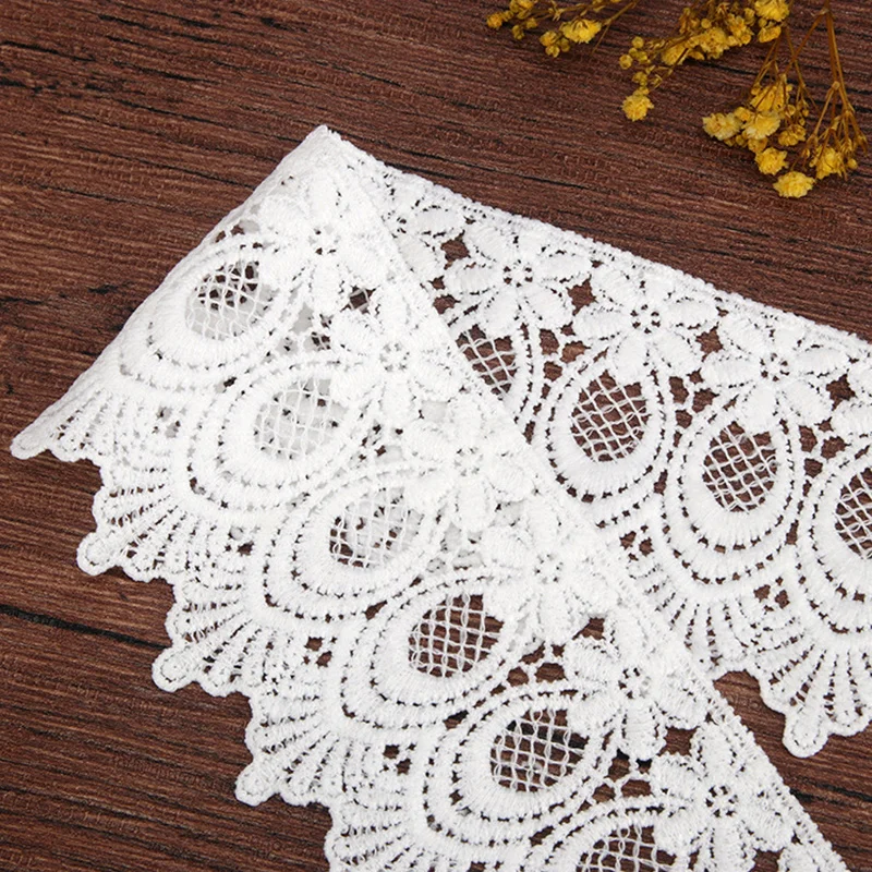 15Yards Embroidered Flower Lace Fabric Applique Polyester Sewing Craft ...