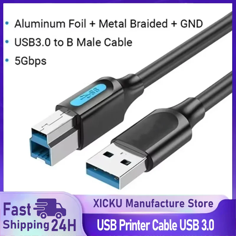 Neues XIKCU USB-Druckerkabel USB 3.0 Typ A Stecker auf B Stecker für ...