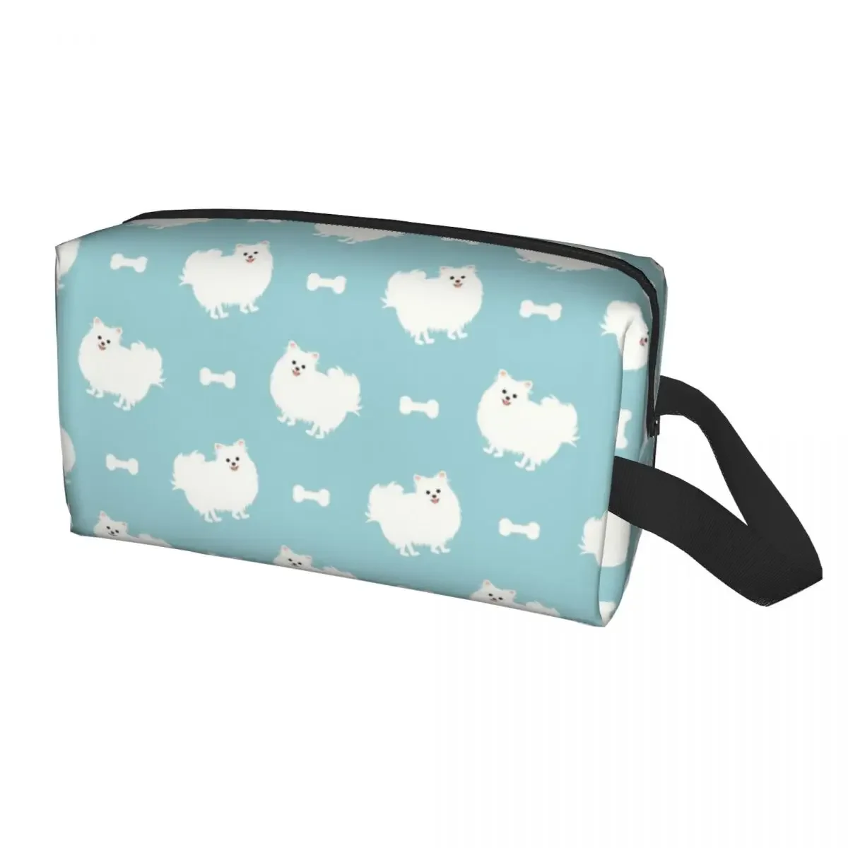 Cute-White-Pomeranian-Dog-Cosmetic-Bag-Women-Kawaii-Big-Capacity-Spitz ...