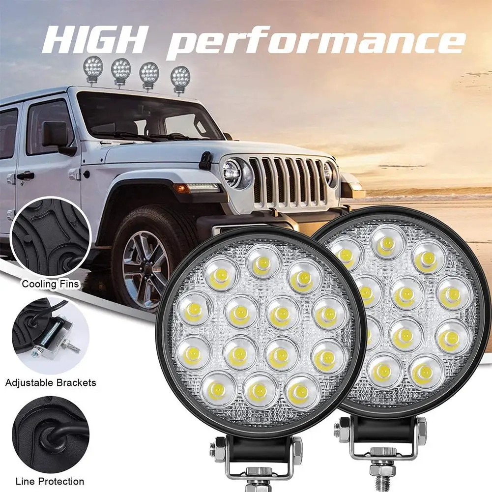 14Led-Round-Light-Bar-2PCS-4-5-Inch-42W-2500LM-6000K-Driving-Light-For ...