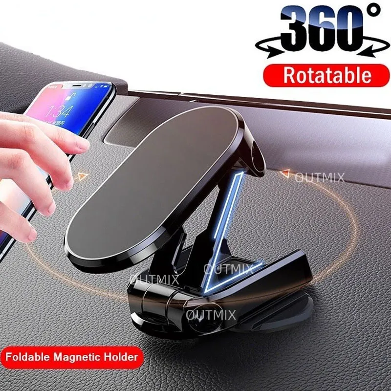 Magnetic Car Phone Holder Foldable 720° Rotation Holder Mount Mobile ...