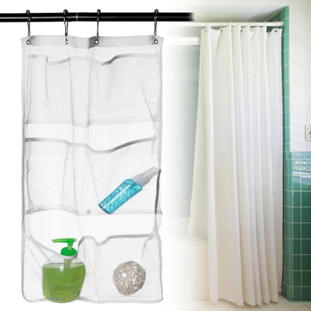 Mesh Pockets Shower Curtains