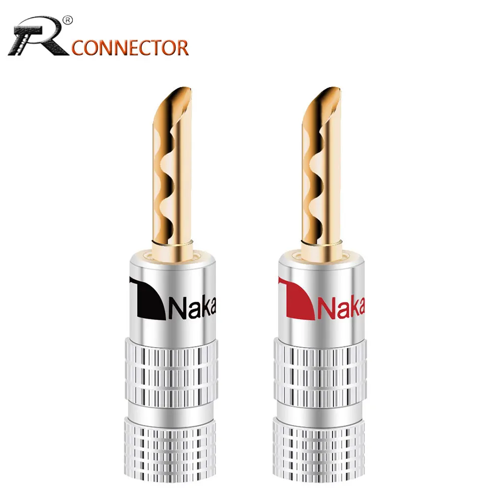 4pcs/2pairs Nakamichi BANANA PLUGS 24K Gold plated 4MM Banana Connector with Screw Lock For ...