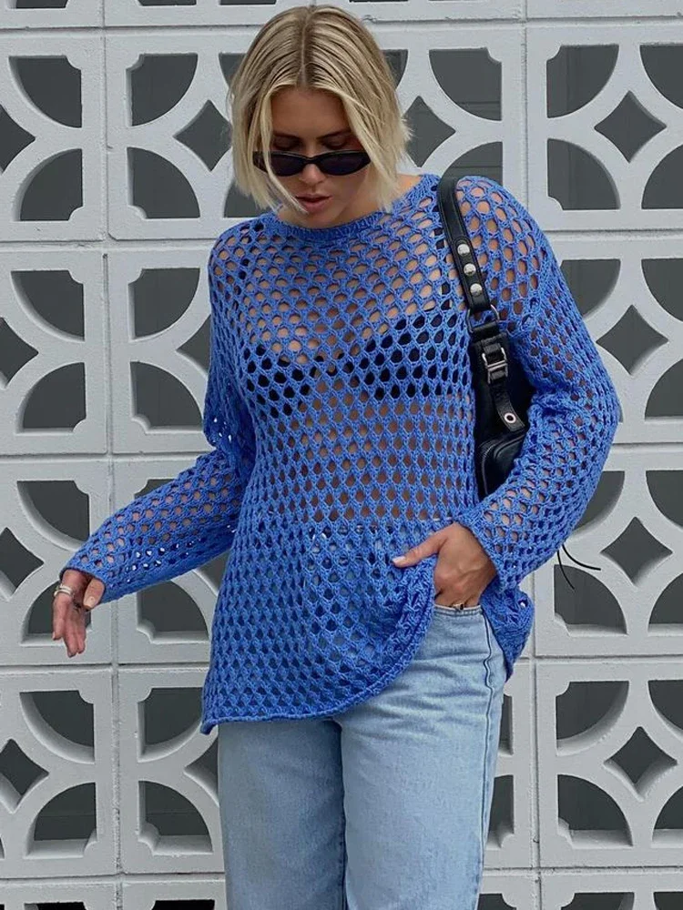 Tossy-Knit-Hollow-Out-Cover-up-Mini-Dress-For-Women-See-Through-Loose ...