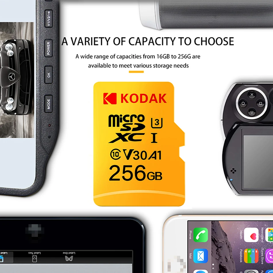 KODAK-Micro-SD-128GB-256GB-Flash-Memory-Card-32GB-64GB-TF-Card-4K-Class ...