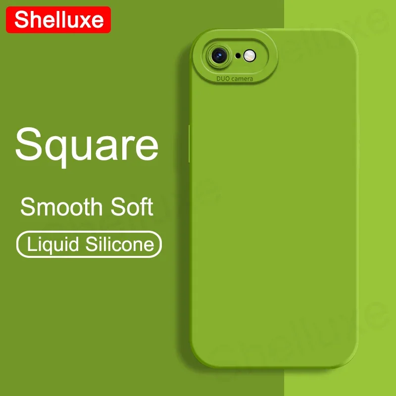 For iPhoneSE 2022 Case Shelluxe Square Liquid Silicone Soft Cover For ...