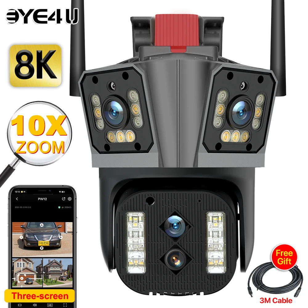 8K-HD-Security-Camera-16MP-Four-Len-Ai-Tracking-10X-Hybrid-Zoom-PTZ-Cam ...