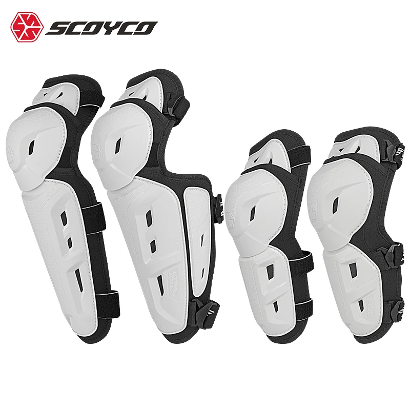 4 Pcs SCOYCO CE Motocicleta Joelho Cotovelo Guarda TPU Shell Proteção ...