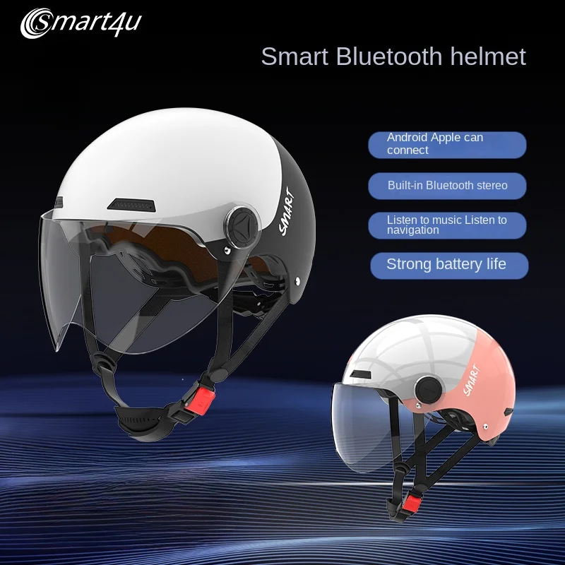 Smart Motorcycle Helmet with Bluetooth Speaker Half Helmets Scooter ...