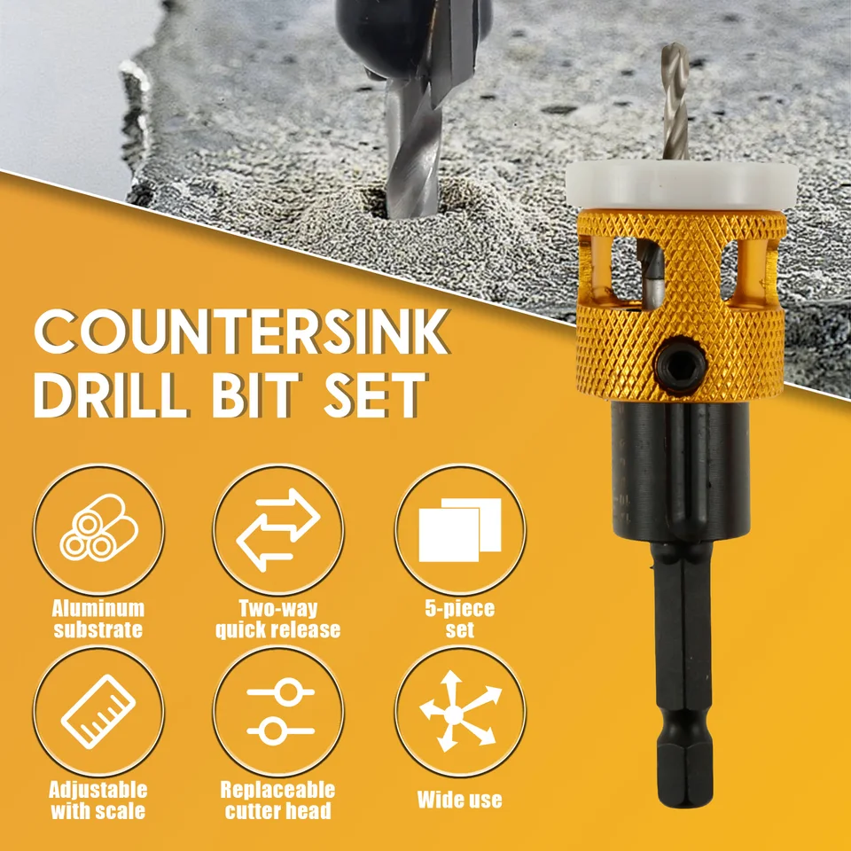Countersink Drill Bit Set For Wood Wixine 1Set Countersink Drill Bit ...