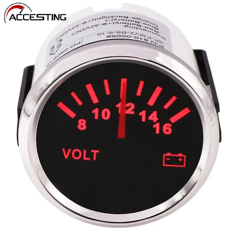 52 mm Marine Voltmeter 12V 24V fit Car Mobile Motor Motorcycle Red ...