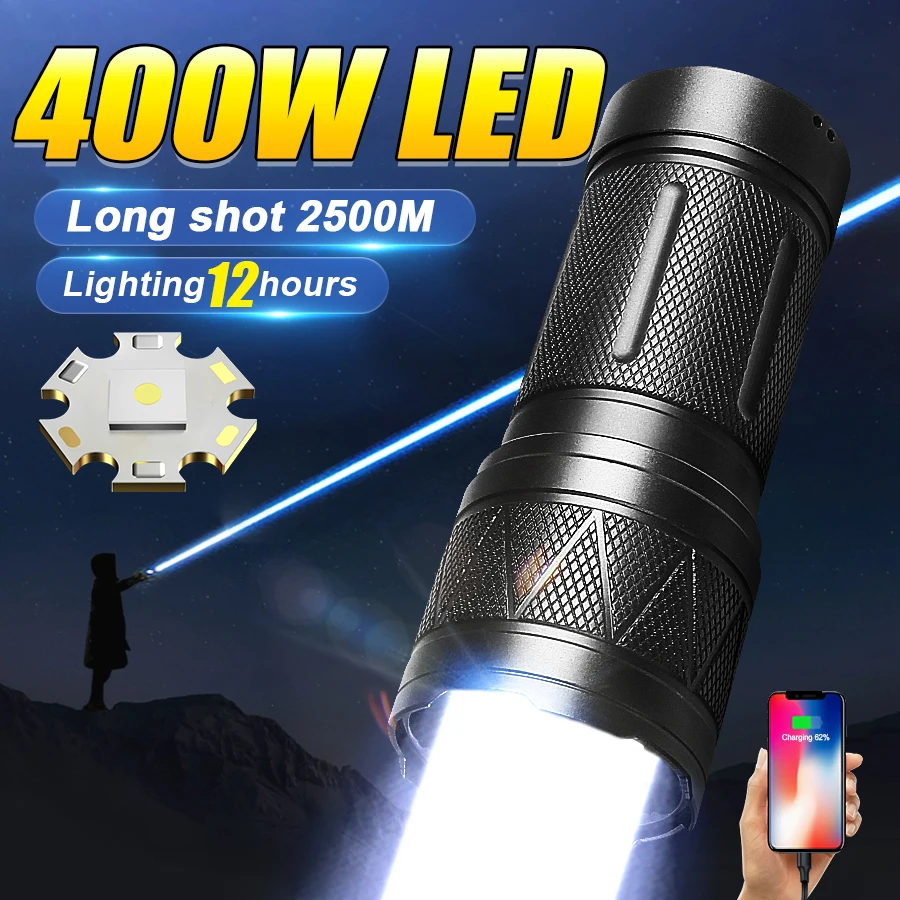 400W-LED-Torch-Ultra-Powerful-Flashlights-Portable-Rchargeable-LED-Lamp ...