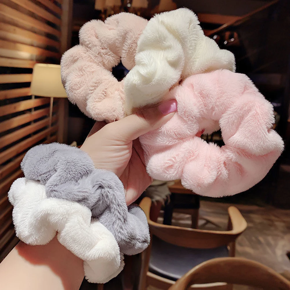 Fluffy Large Intestine Hair Rope Big Size Scrunchies Women Winter Soft ...