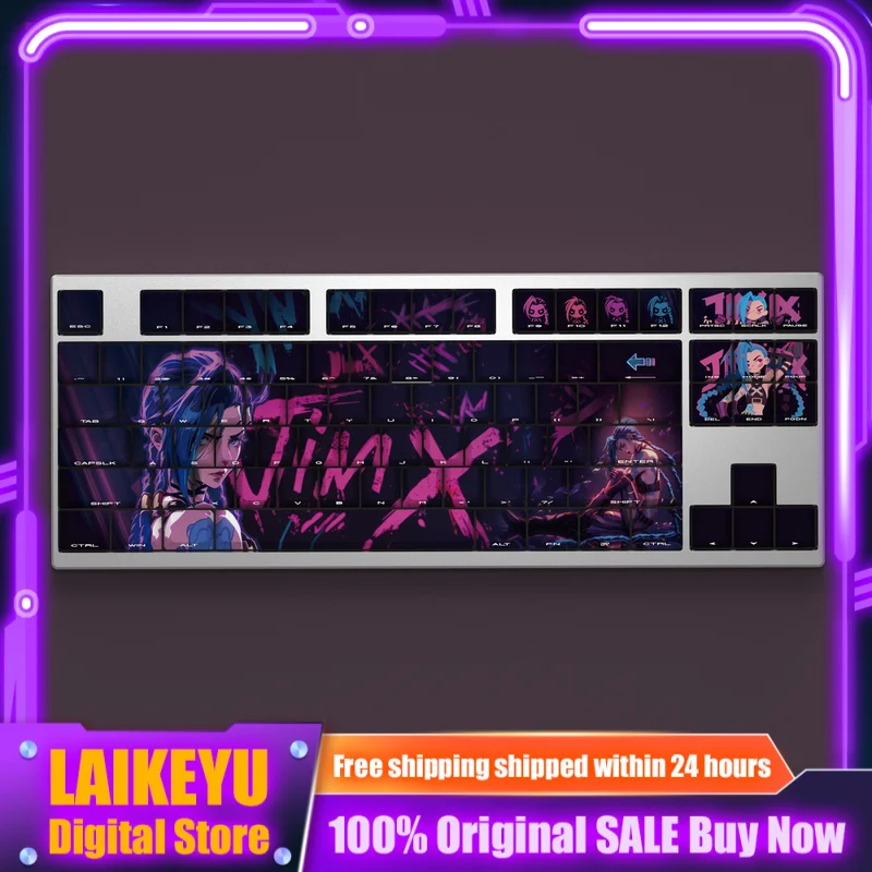 LOL Twin Cities War Jinx Theme Anime Keycap Mechanical Keyboard Cherry ...