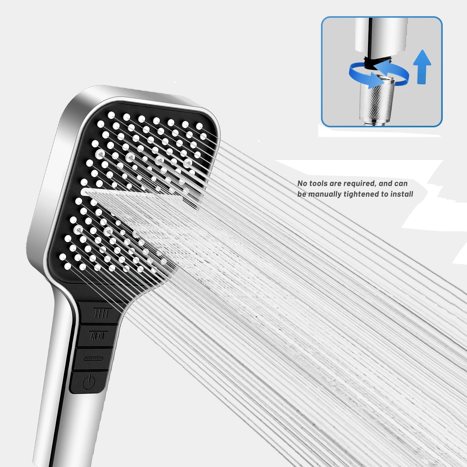 New-7-Modes-High-Pressure-Shower-Head-Rainfall-Water-Saving-Adjustable ...