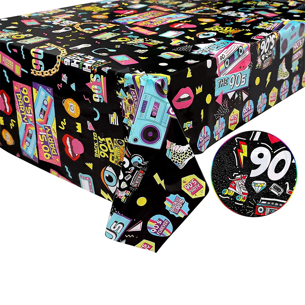 90-s-Party-Supplies-137-274cm-Disposable-Tablecloth-Back-to-90s-Hip-Hop ...