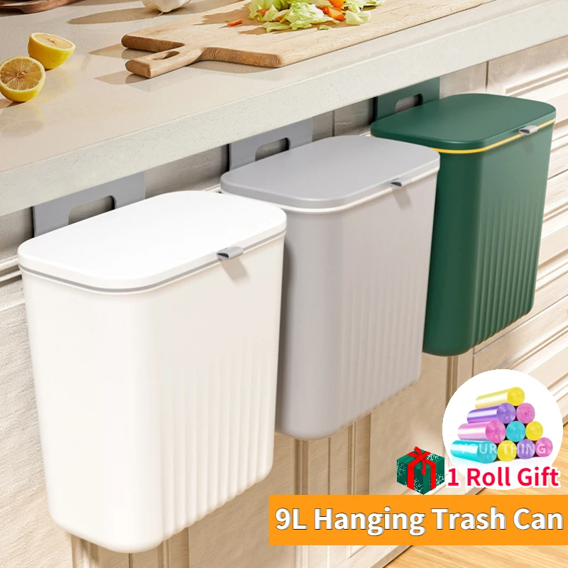 9l Wall Mounted Trash Can Kitchen Cabinet Storage Smart Bucket For ...
