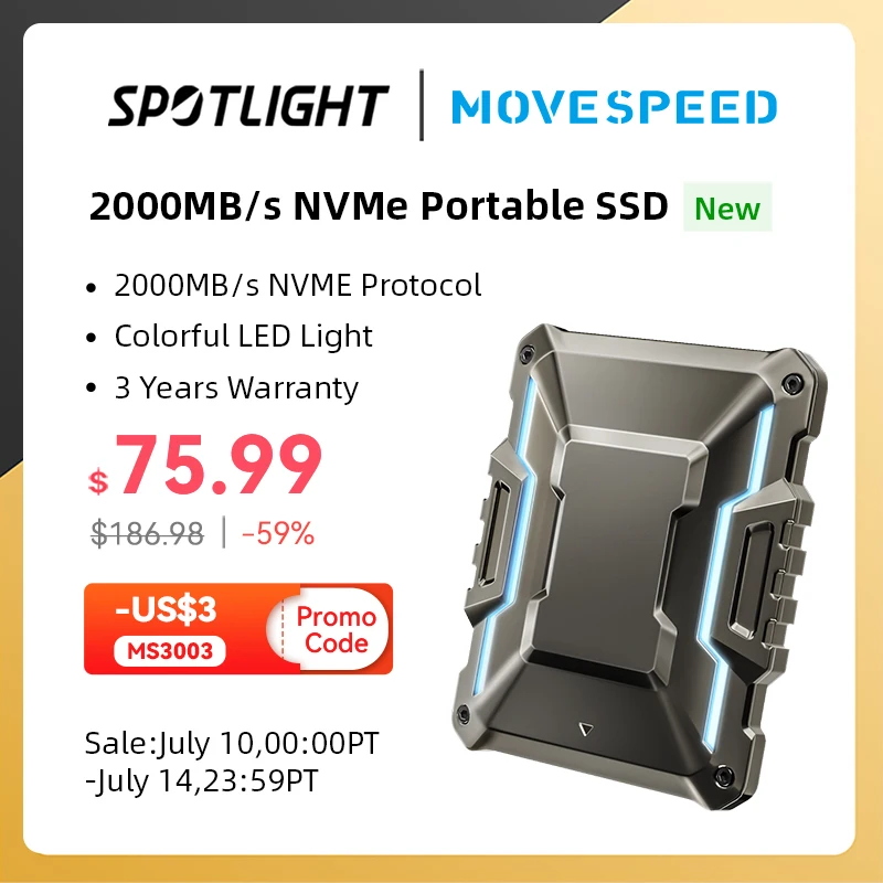 MOVESPEED External SSD 1TB 2TB USB 3.1 Gen 2 Portable Solid State Drive ...