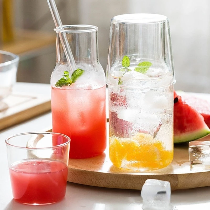 Ins-Glass-Water-Bottle-Set-With-Glass-Cup-Drinkware-Bedside-Carafe-with ...