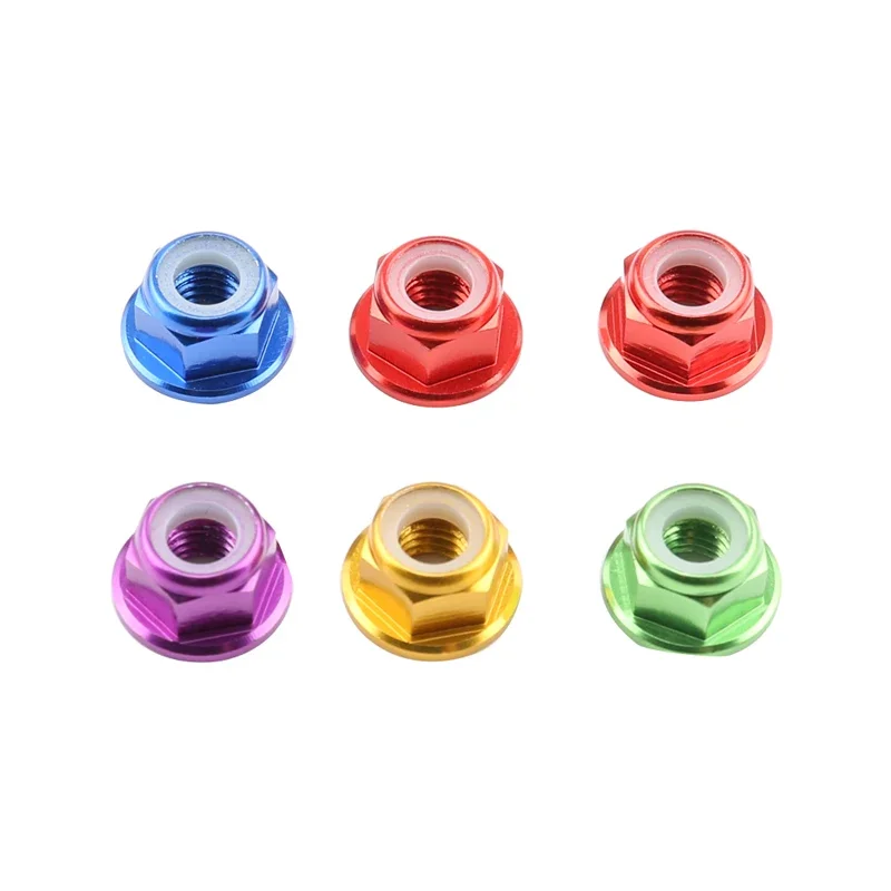 12Pcs M5 Aluminum Motor Screw Nuts Nylon Insert Self Lock Flange Nut CW ...